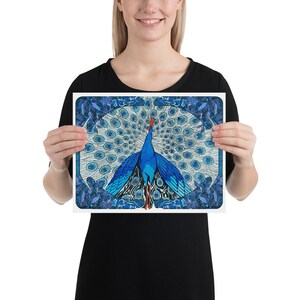 Maximalist Fancy Blue Peacock in Ornate Border, Opulent Aesthetic on ...