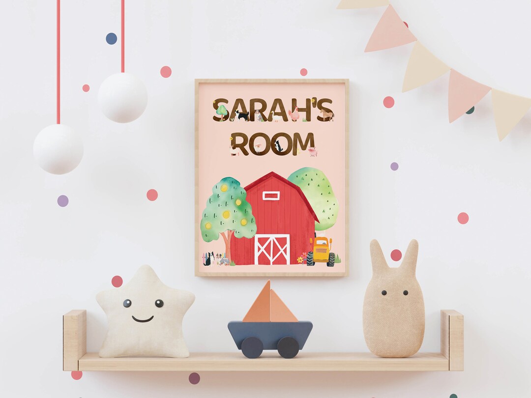 Personalized Farm Themed Name Illustration Print : Super Cute Room ...
