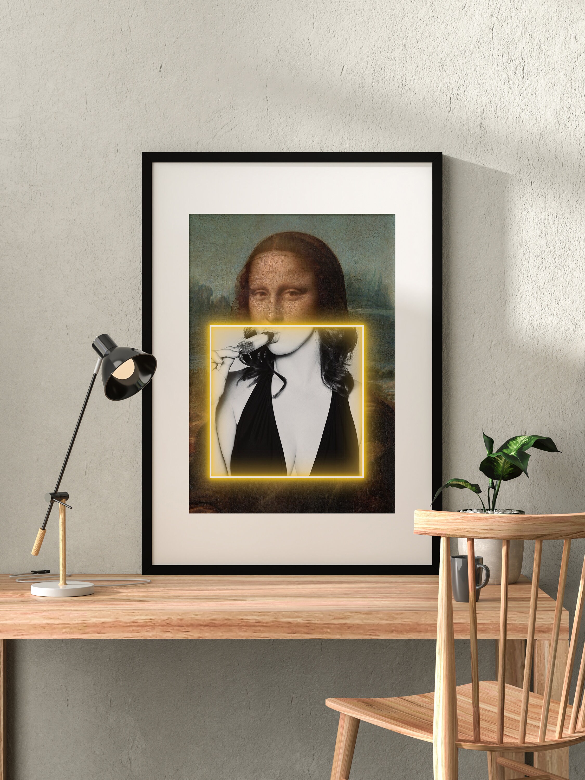 Mona Lisa Reproduction Wall Art Da Vinci Poster Neon Altered Etsy