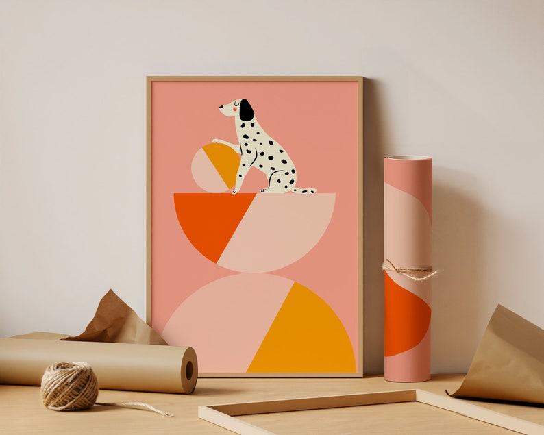 Minimalistic Dalmatian Print, Midcentury Modern Wall Art With Cute Semi ...