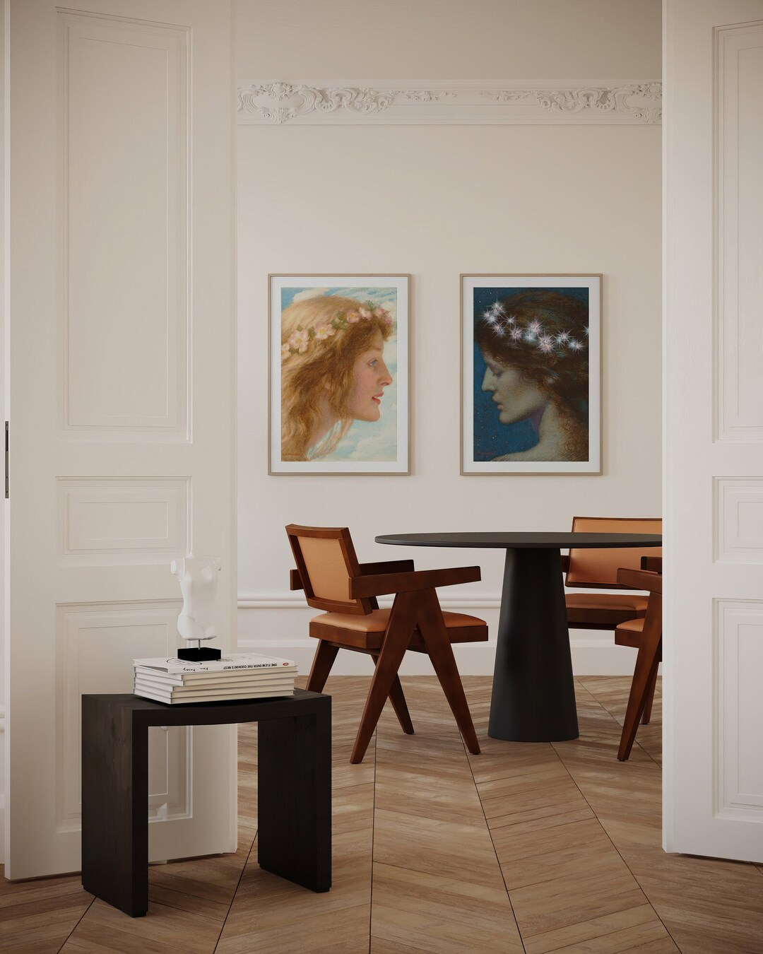 Set of 2 Day and Night Pre-raphaelite Era Painting for Galley Wall ...