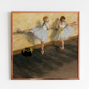 Edgar Degas Ballerinas Cat Print, Degas Cat Poster, Ballerina Wall Art ...