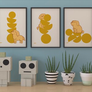 Mid Century Modern Golden Retriever Stack, Choose Individually or Whole ...