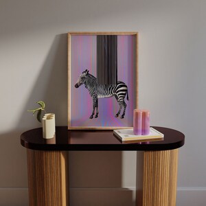 Zebra on Neon Striped Background With Glitch : Unique Bold Urban Chic ...