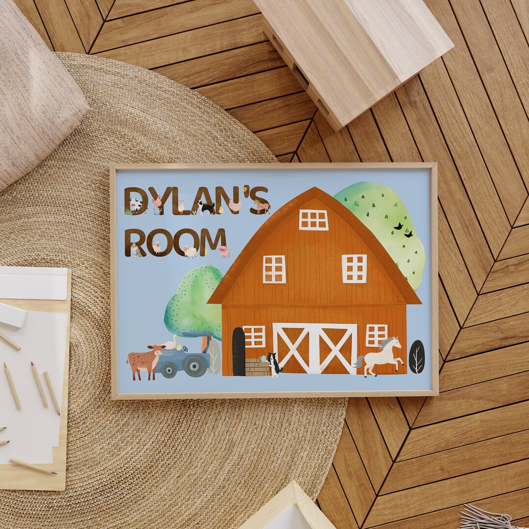 Personalized Farm Themed Name Illustration Print : Super Cute Room ...