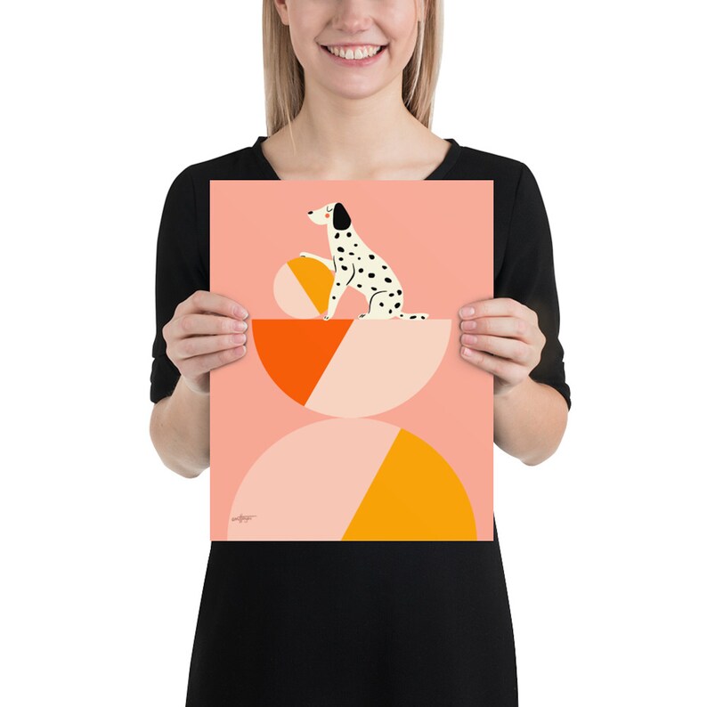 Minimalistic Dalmatian Print, Midcentury Modern Wall Art With Cute Semi ...
