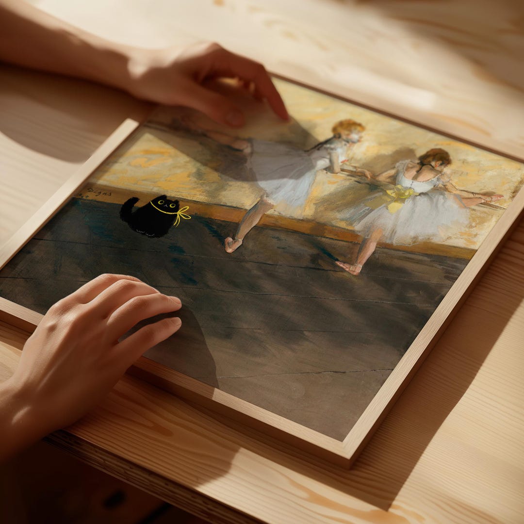 Edgar Degas Ballerinas Cat Print, Degas Cat Poster, Ballerina Wall Art ...