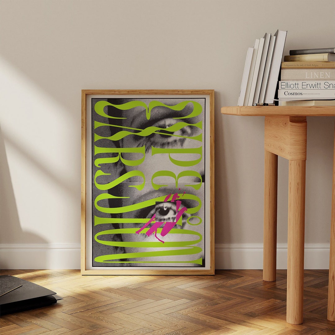 Expression Typography Art Print - Contemporary Modern Halftone Face ...