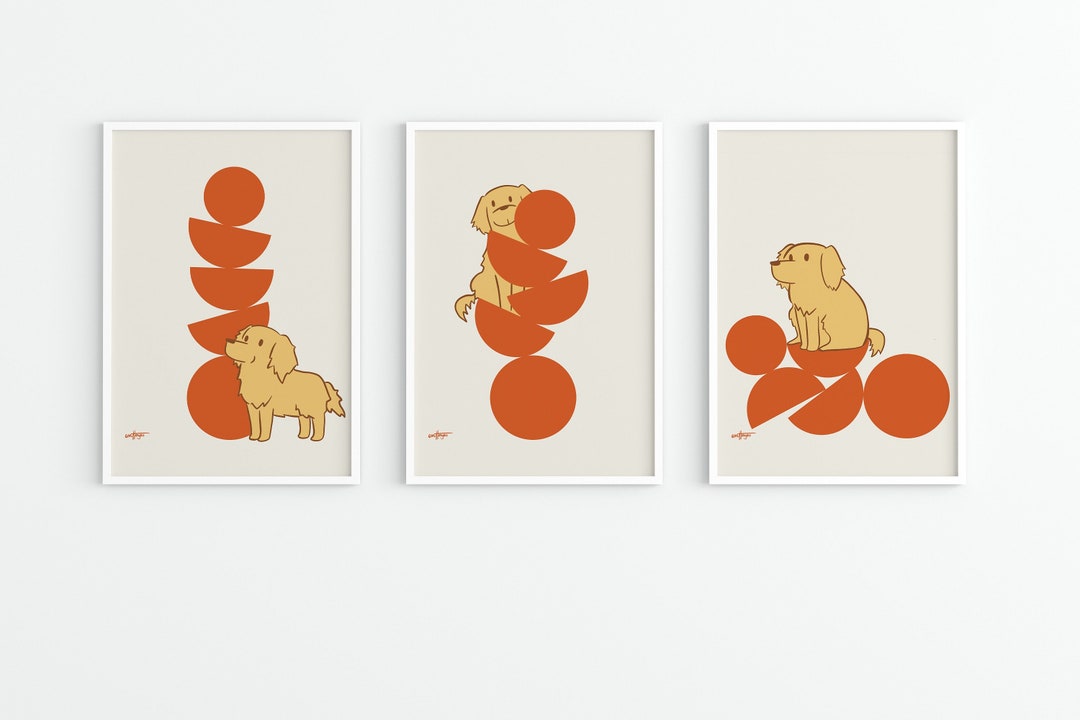 Mid Century Modern Golden Retriever Stack Set of 3 - Etsy