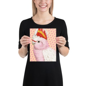 Set of 2 Matching Vintage Parrots on Spotty Background: Fun Bright ...