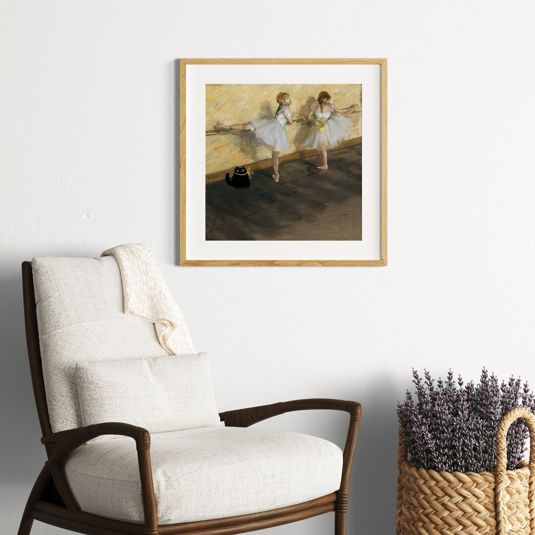 Edgar Degas Ballerinas Cat Print, Degas Cat Poster, Ballerina Wall Art ...