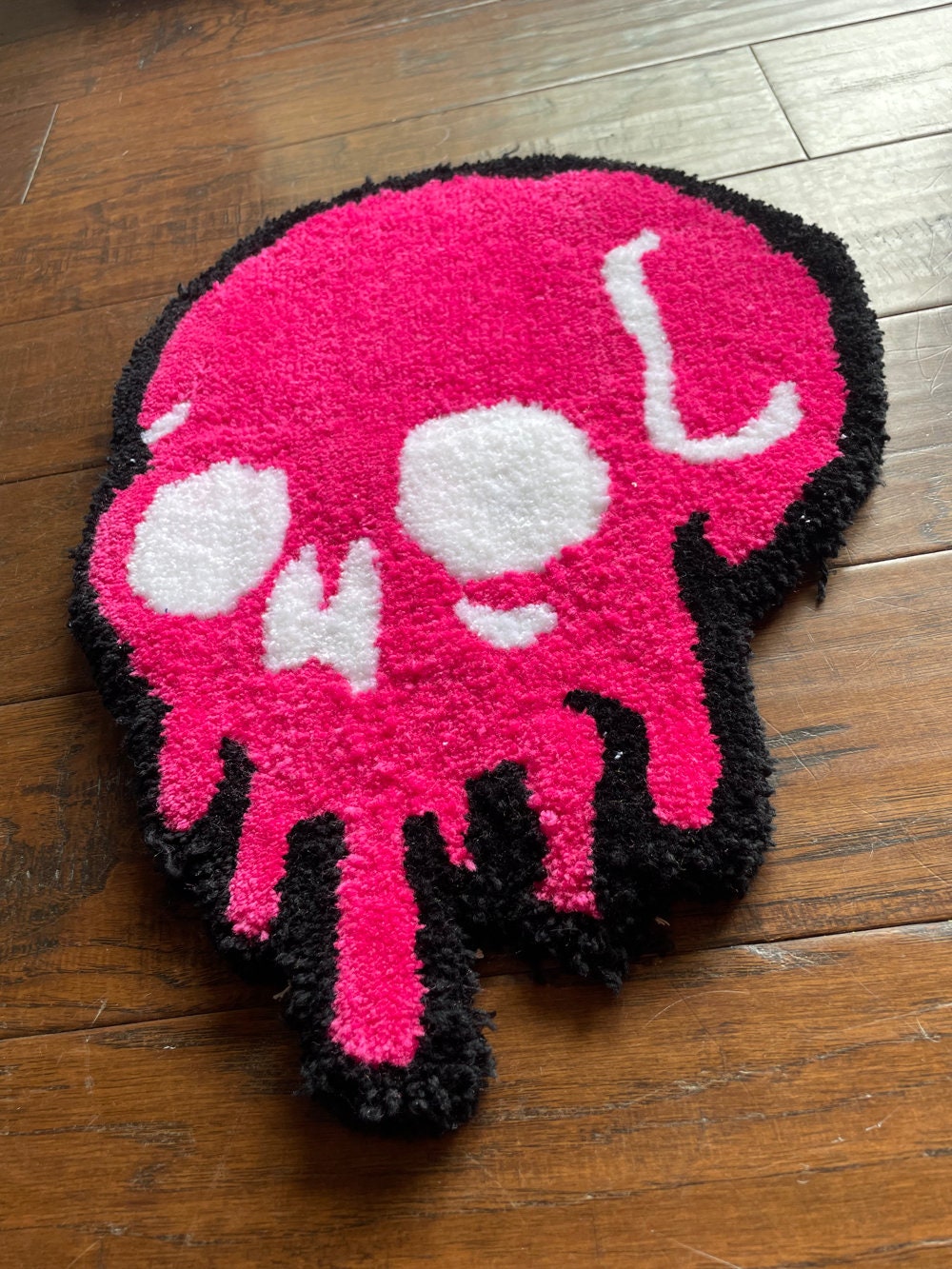 Pink Skull Drip Rug - Etsy