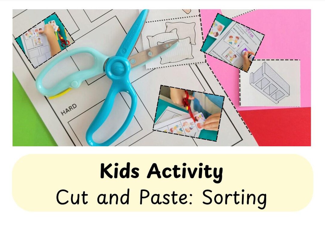 Cut and Paste L Kids Scissors Activity L Worksheet L Sorting - Etsy