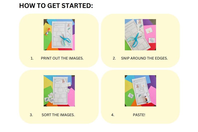 Cut and Paste L Kids Scissors Activity L Worksheet L Sorting - Etsy
