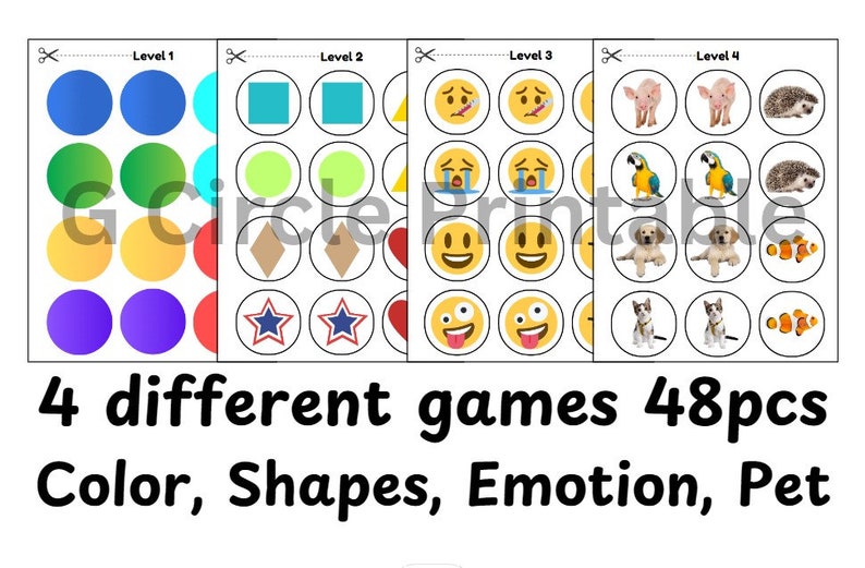 Memory Matching Game L Printable L Worksheets for Preschool - Etsy