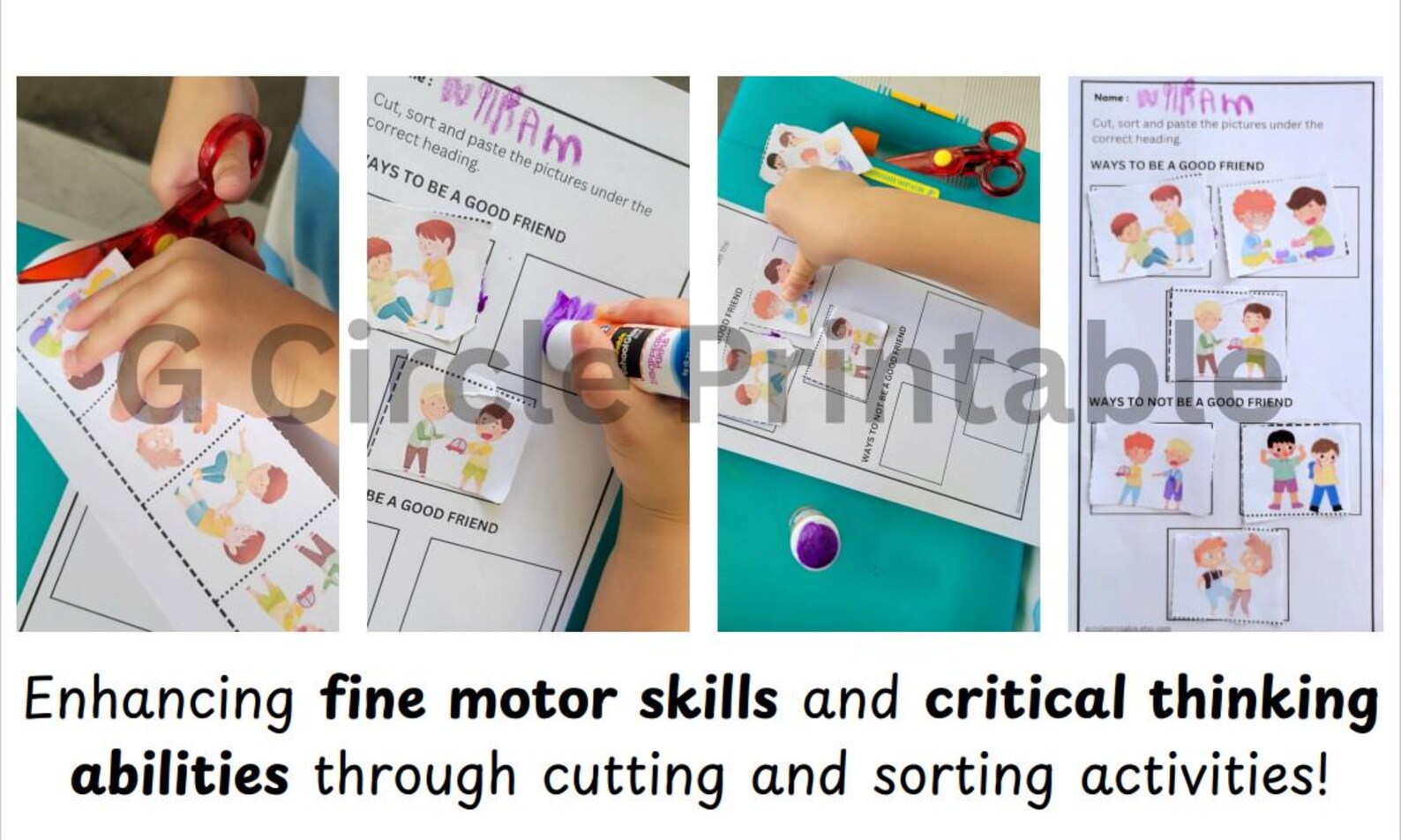 Cut and Paste L Kids Scissors Activity L Worksheet L Sorting - Etsy