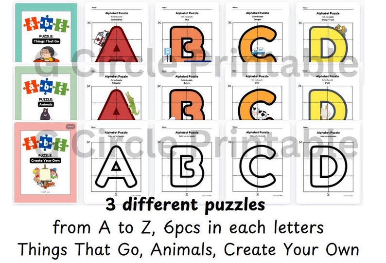 DIY Alphabet Puzzle Printable L Preschool Puzzle L Toddler Puzzle L ...