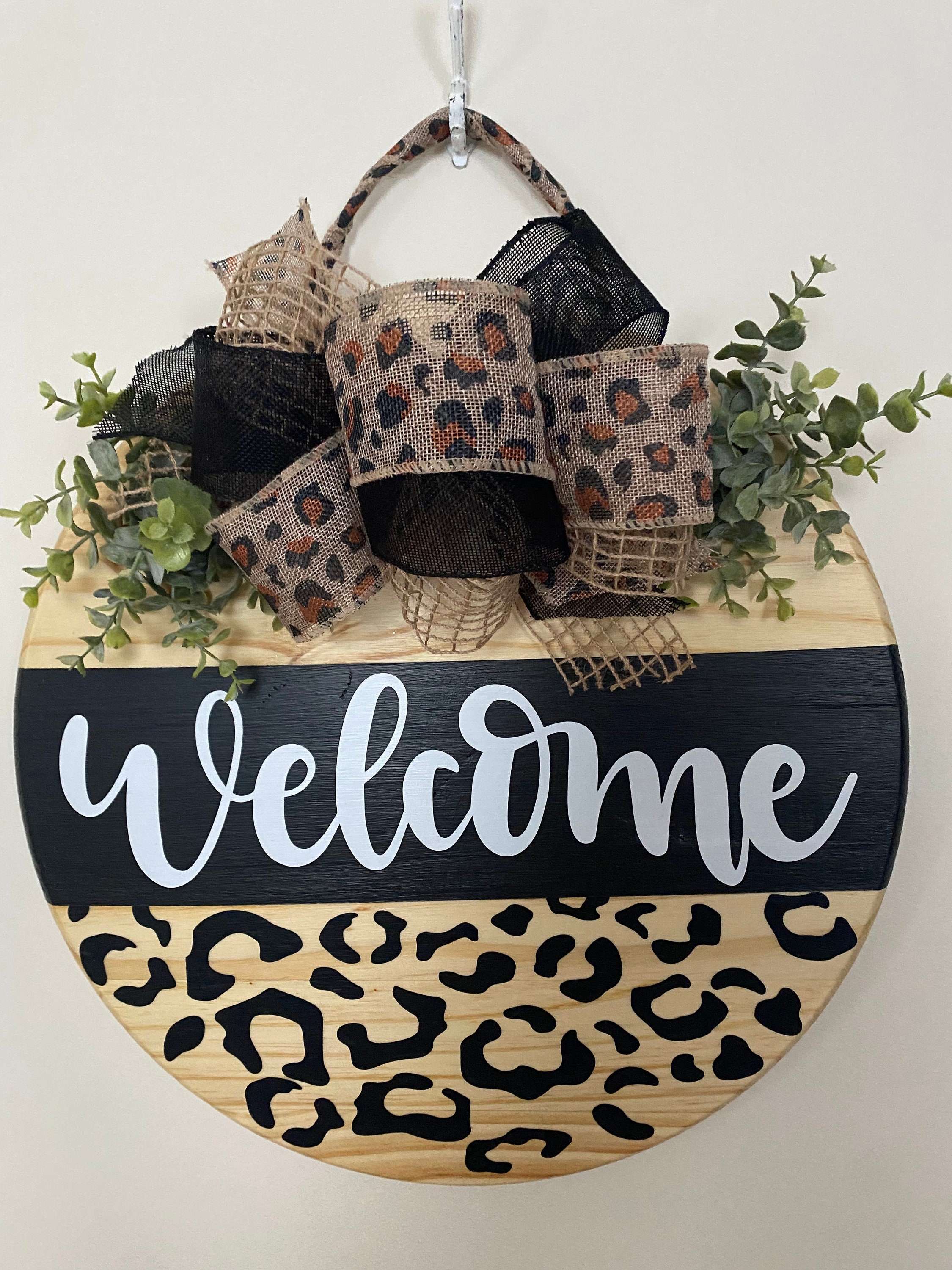 Leopard Welcome Sign Front Door Decor Welcome Gift - Etsy