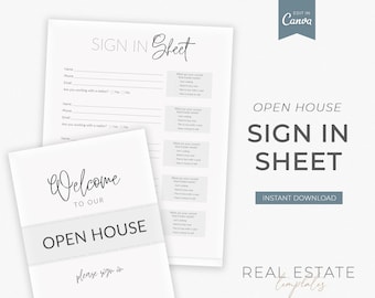 EDITABLE Open House Sign in Sheets | Real Estate Printable | Realtor ...