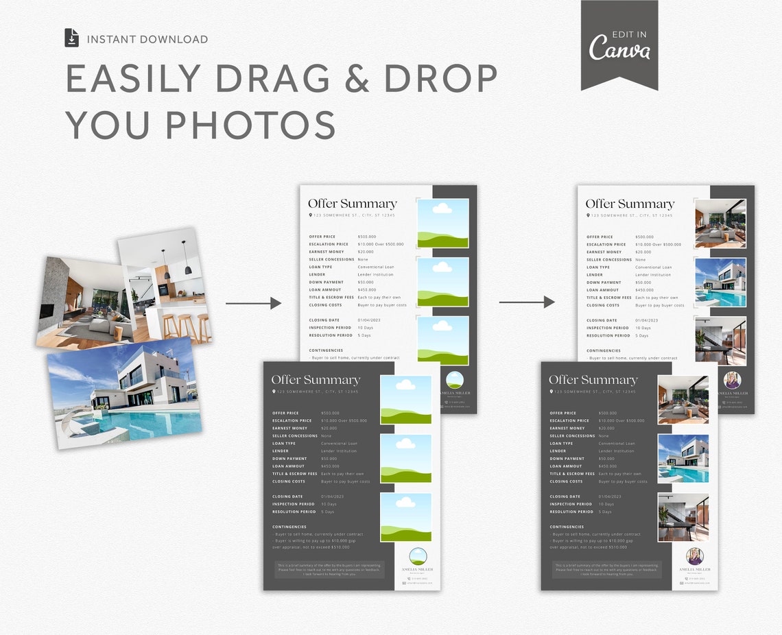 Offer Summary Sheet, Canva Template, Real Estate Cover Sheet, Real ...