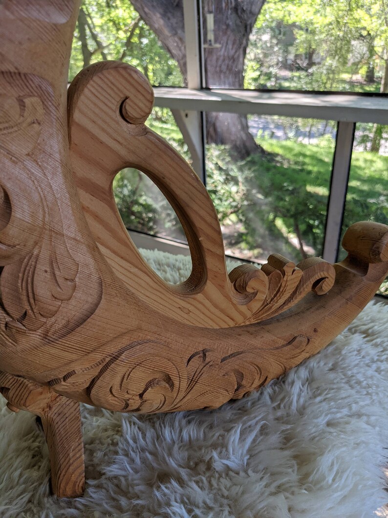 Hand Carved Norwegian Rosemal Pattern Pine Wood Horn - Etsy