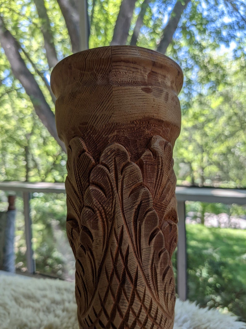 Hand Carved Norwegian Rosemal Pattern Pine Wood Horn - Etsy