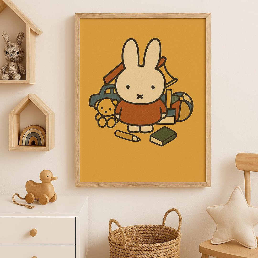 Printable Miffy Art in Play Room– Retro Bunny Wall Decor | Instant ...
