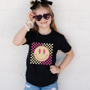 Kids Smiley Face Shirt, Girls Smile Face Retro Graphic Tee, Boho ...