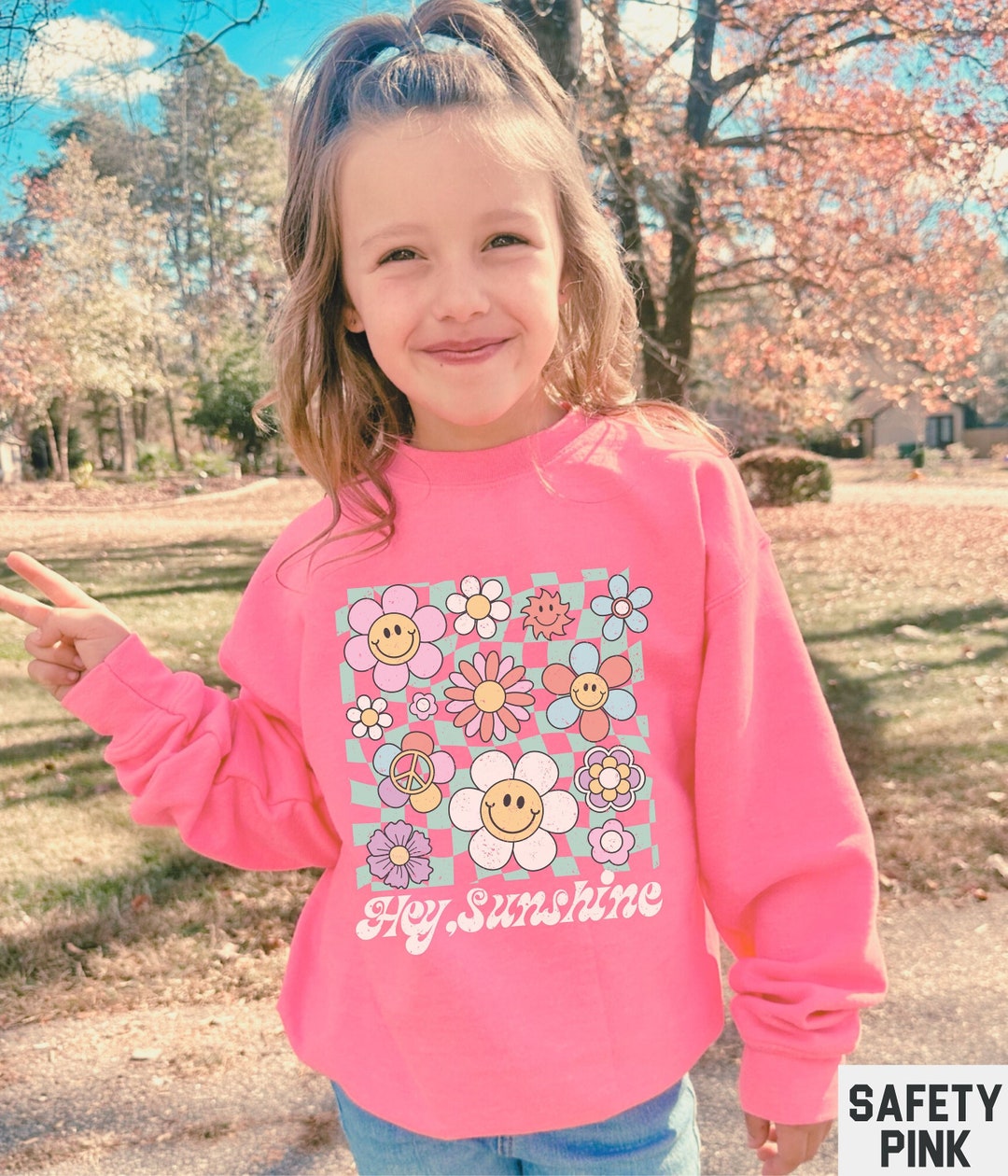 Kids Smiley Face Sweatshirt, Girls Daisy Smile Shirt, Cute Smiling ...