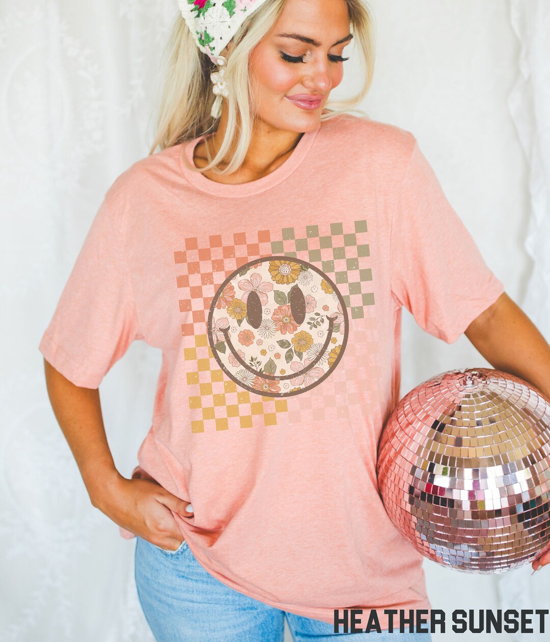 Retro Smiling Flower Shirt, Smiley Face Dont Worry Be Happy Face ...