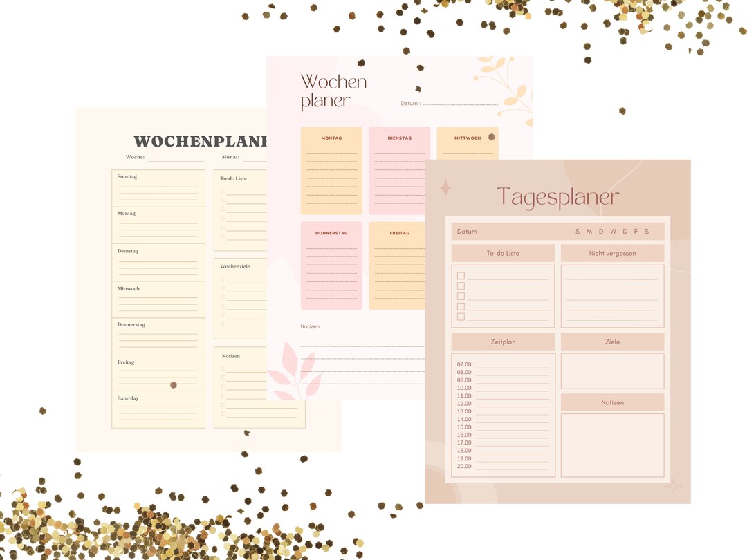 German Printable Weekly and Daily Planner Set (3) - Etsy