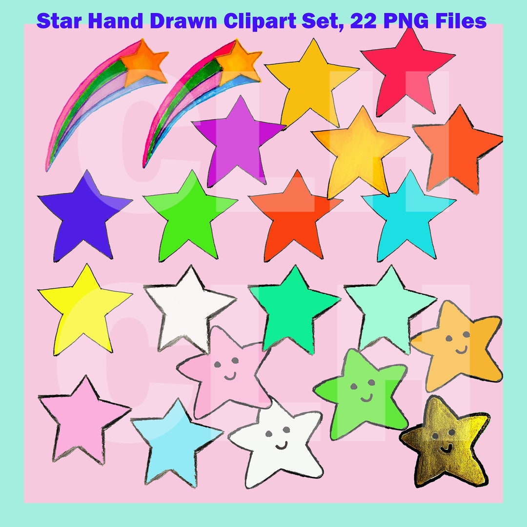 Hand Drawn Star Digital Download Clipart 22 PNG Files - Etsy