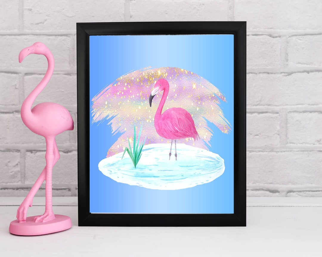 Pink Flamingo Watercolor Digital Download Print JPEG PNG Files - Etsy