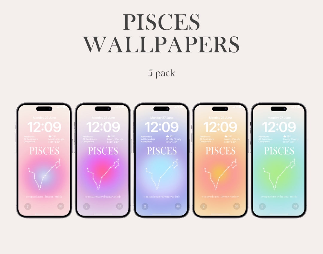 Pisces Zodiac Phone Wallpapers: Minimal Aura Art (digital Download) - Etsy