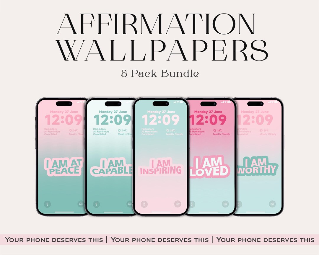 Pink and Teal Affirmation Wallpapers for iPhone | Motivational Lock ...