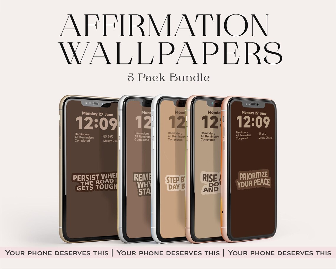 Brown Affirmation Wallpapers Bundle – Motivational iPhone Lock Screens ...
