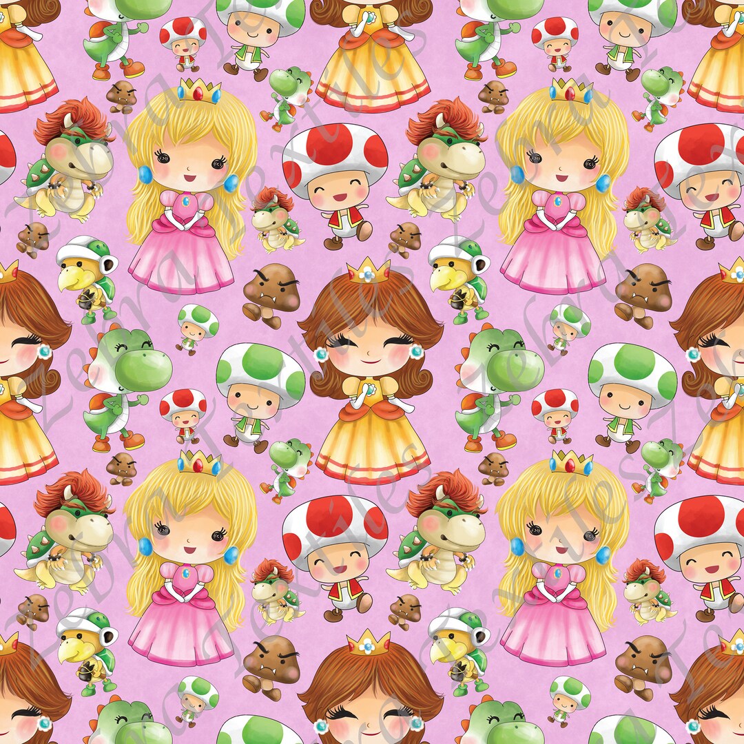 Plumber Princess Pink Background, Seamless Pattern, Plumber, Princess ...
