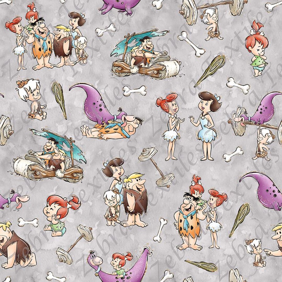 Prehistoric Family 2 Gray Background Seamless Pattern, EXCLUSIVE ...