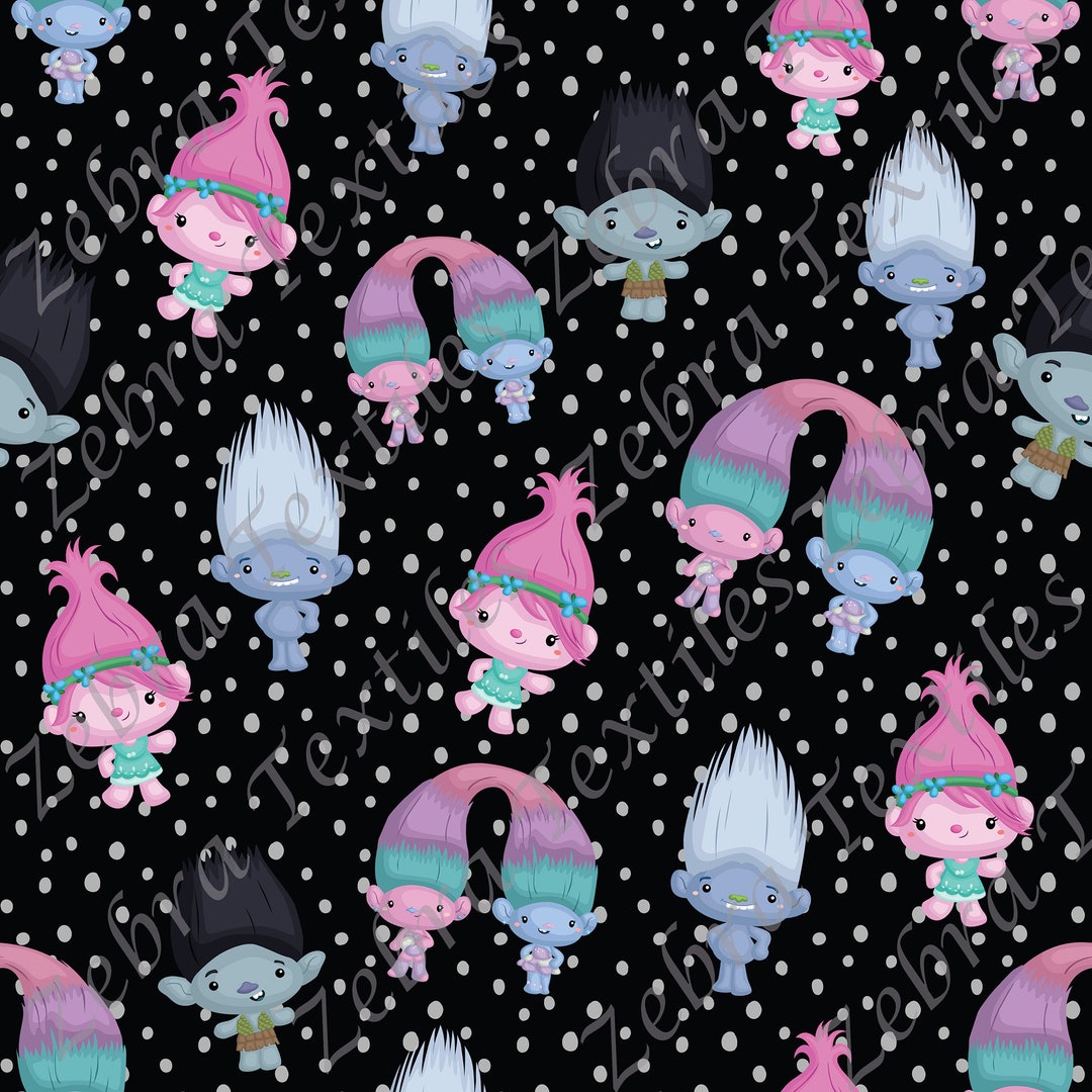Troll Black Background and Polka Dots, Seamless Pattern, Seamless ...