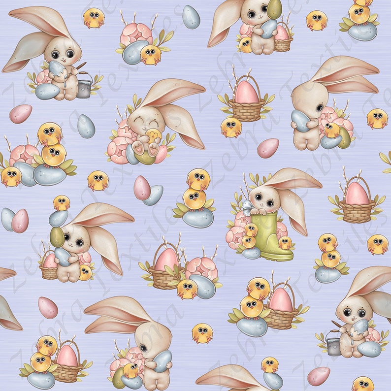 Easter Bunny and Egg Blue Background, Easter, Seamless Pattern ...