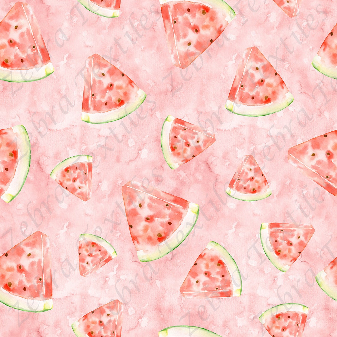 Watermelon Watercolor Pink Red Background, Seamless Pattern, Seamless ...