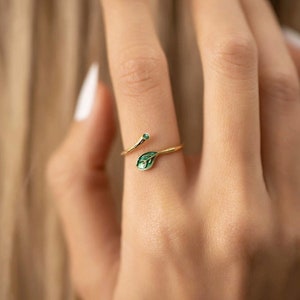 Leaf Ring for Women, Handmade Jewelry, Christmas Gift, Flower Green Ivy ...