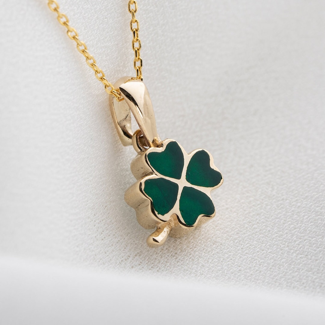 14K Solid Gold 4 Leaf Clover Necklaces for Women - Etsy