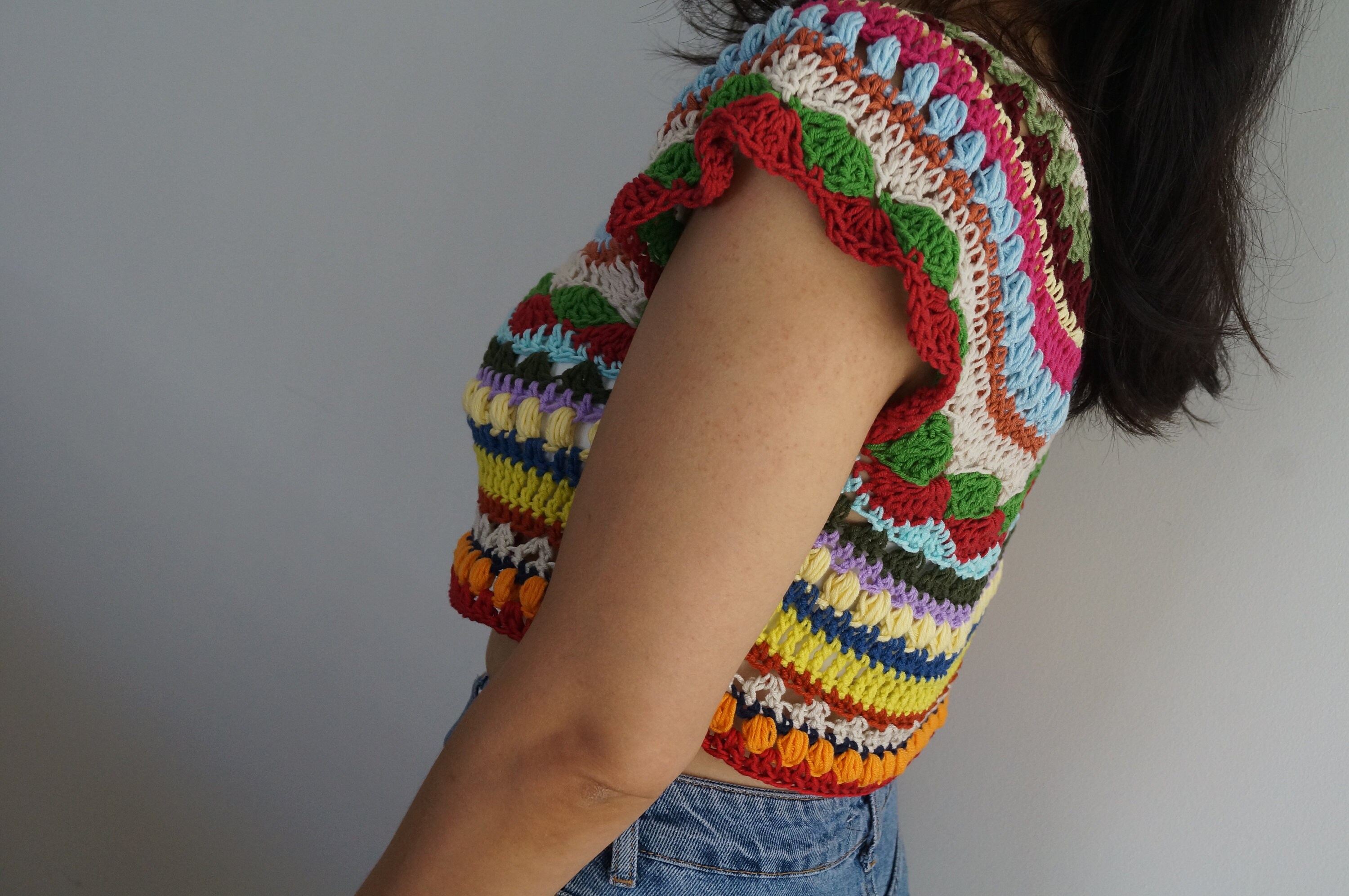 Colorful Crochet Crop Top Crochet Blouse Festival Clothing - Etsy