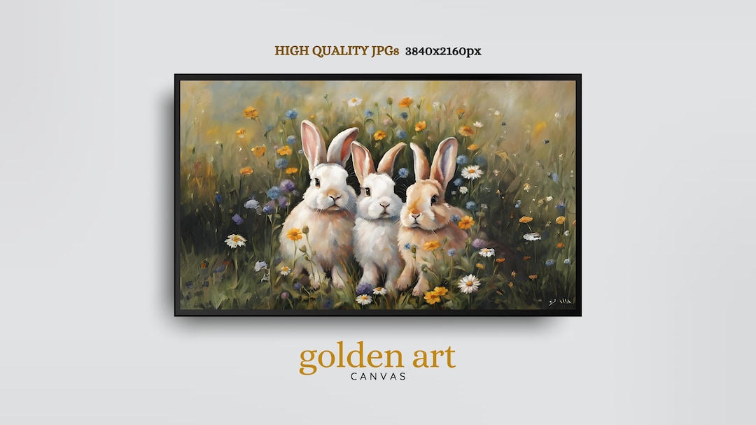 Cute Bunny Portrait Rabbit Wallpaper Animal Art for TV Wallpaper for ...