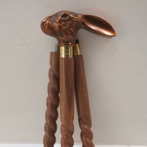 Walking Cane Wooden Stick Design in Spiral Rabbit Handle Use for Travel ...