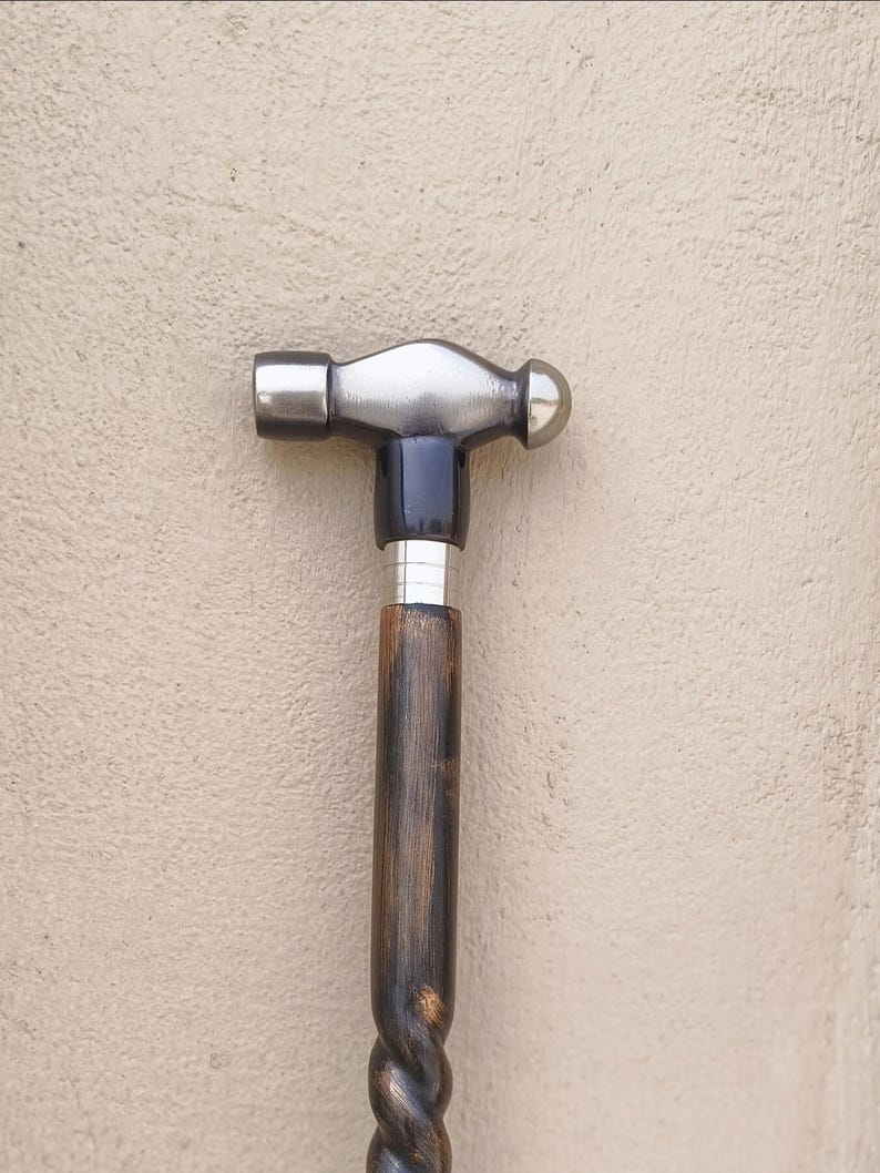 Wooden Walking Stick, Hammer Handle Cane, Folding Walking Aid (gift for ...