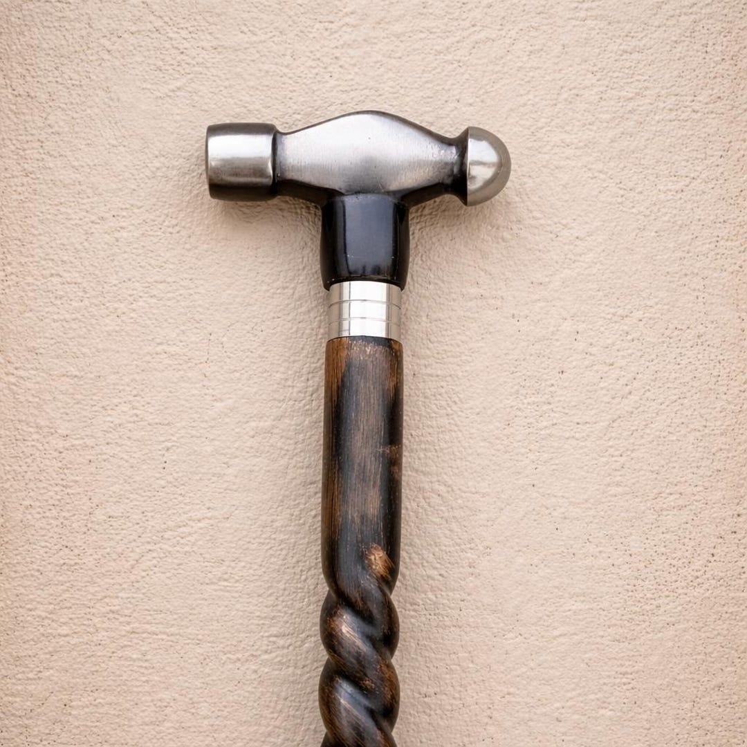Wooden Walking Stick, Hammer Handle Cane, Folding Walking Aid (gift for ...
