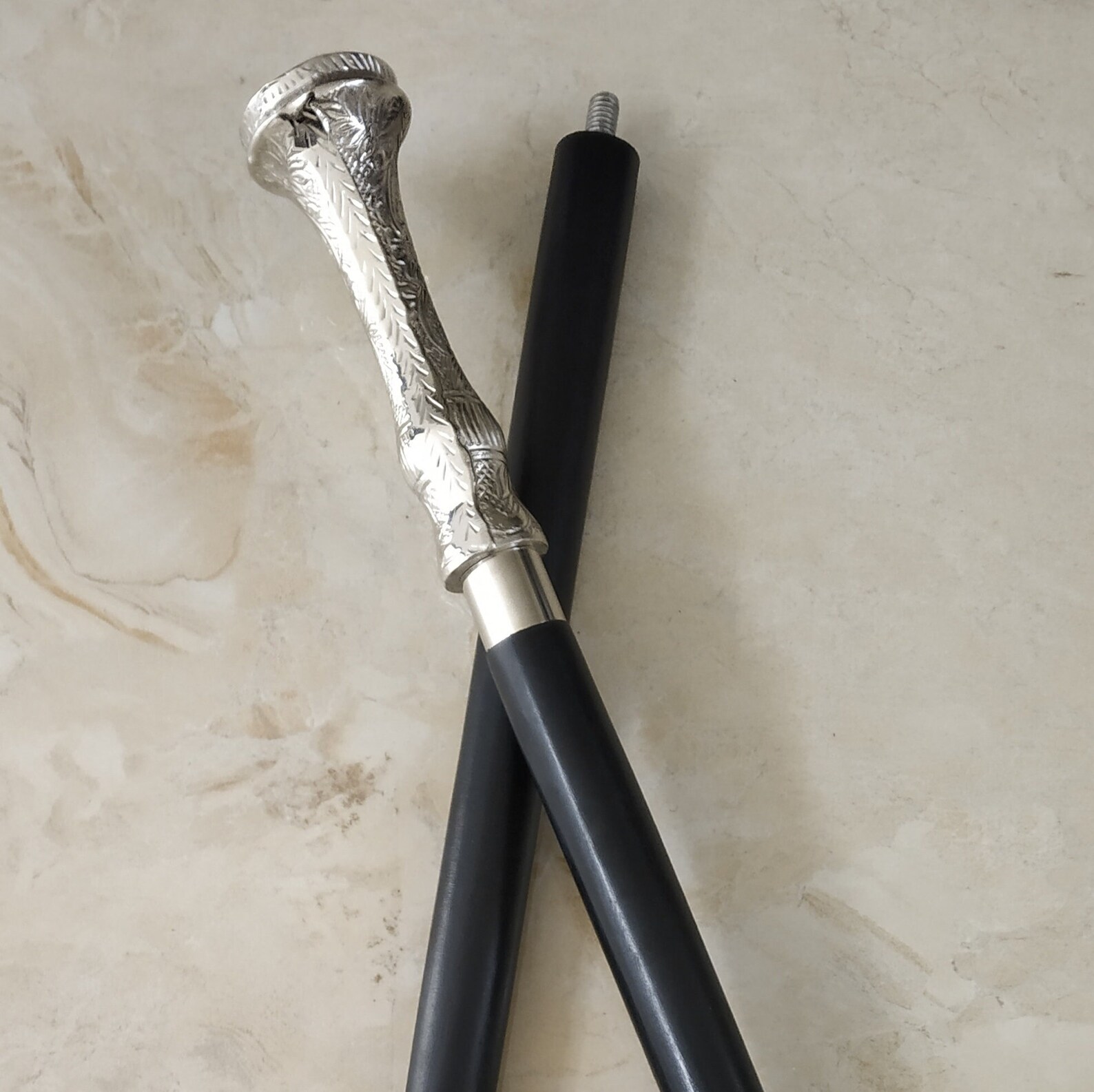 Brass Handle Wooden Stick Walking Cane Threefold Use for Men & Women ...