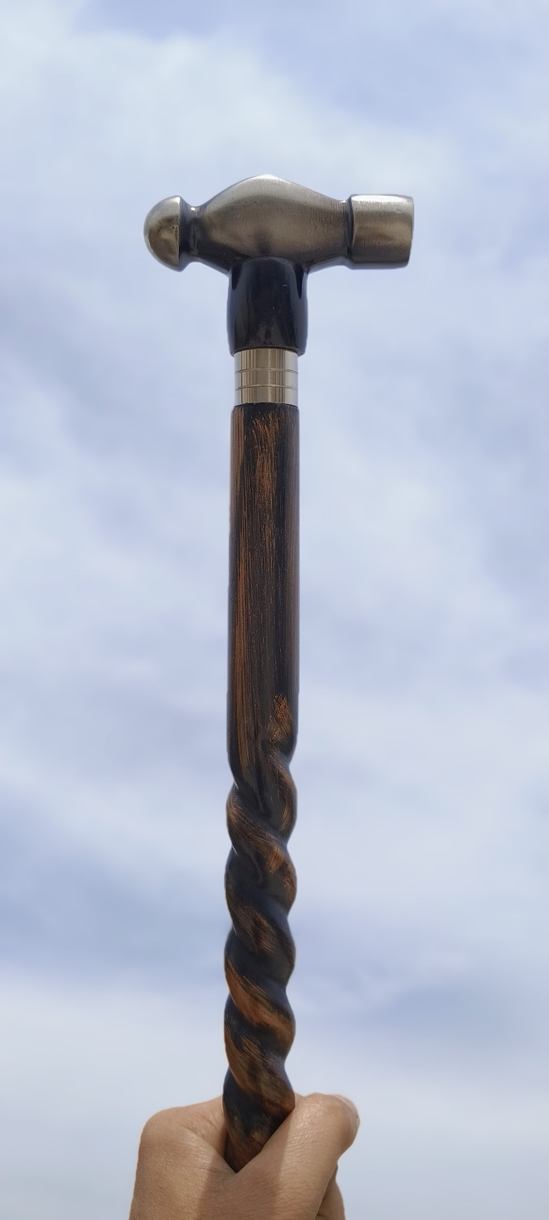 Wooden Walking Stick, Hammer Handle Cane, Folding Walking Aid (gift for ...